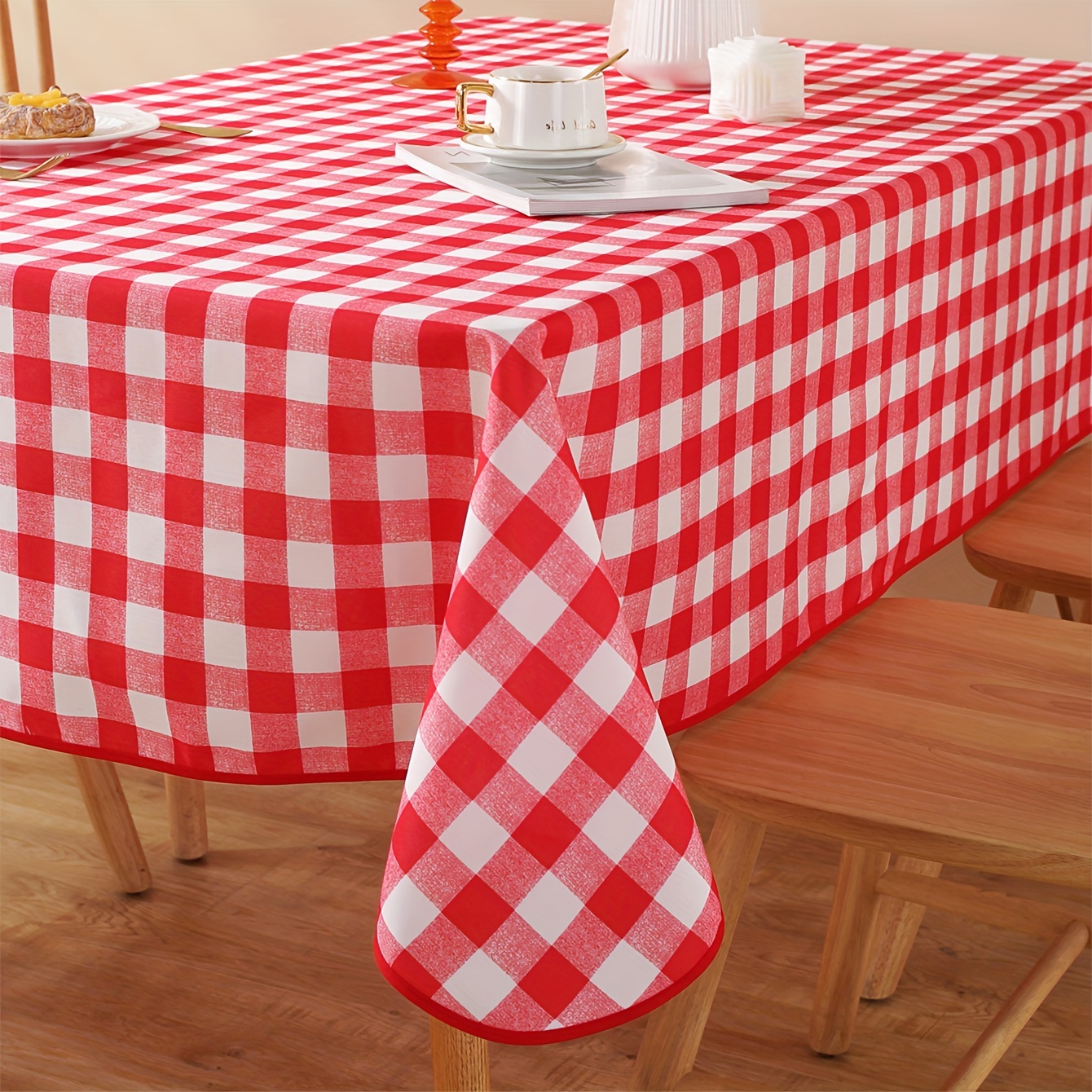Tablcloth Pvc Polyester Red Grid Waterproof Anti scalding - Temu Canada
