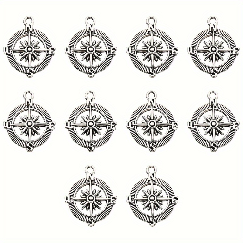 Zinc Alloy Antique Silvery Compass Compass Shape Charms - Temu Ireland