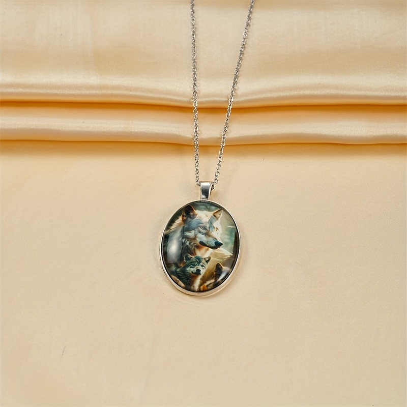 Men's Zinc Alloy Fashion Oval Pendant Necklace, Wolf King Men's Women's ...