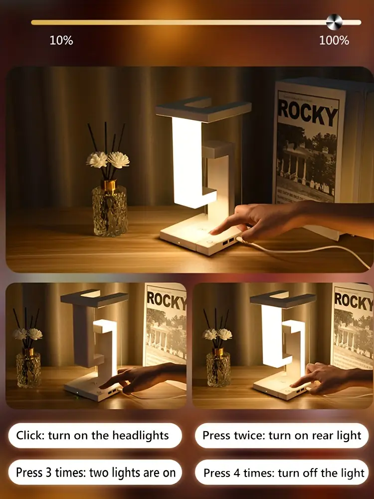 Usb 충전 포트 침대 룸과 1pc Led 책상 램프 스마트 Led 밤 램프 터치 센서와 공중 부양 테이블 Temu