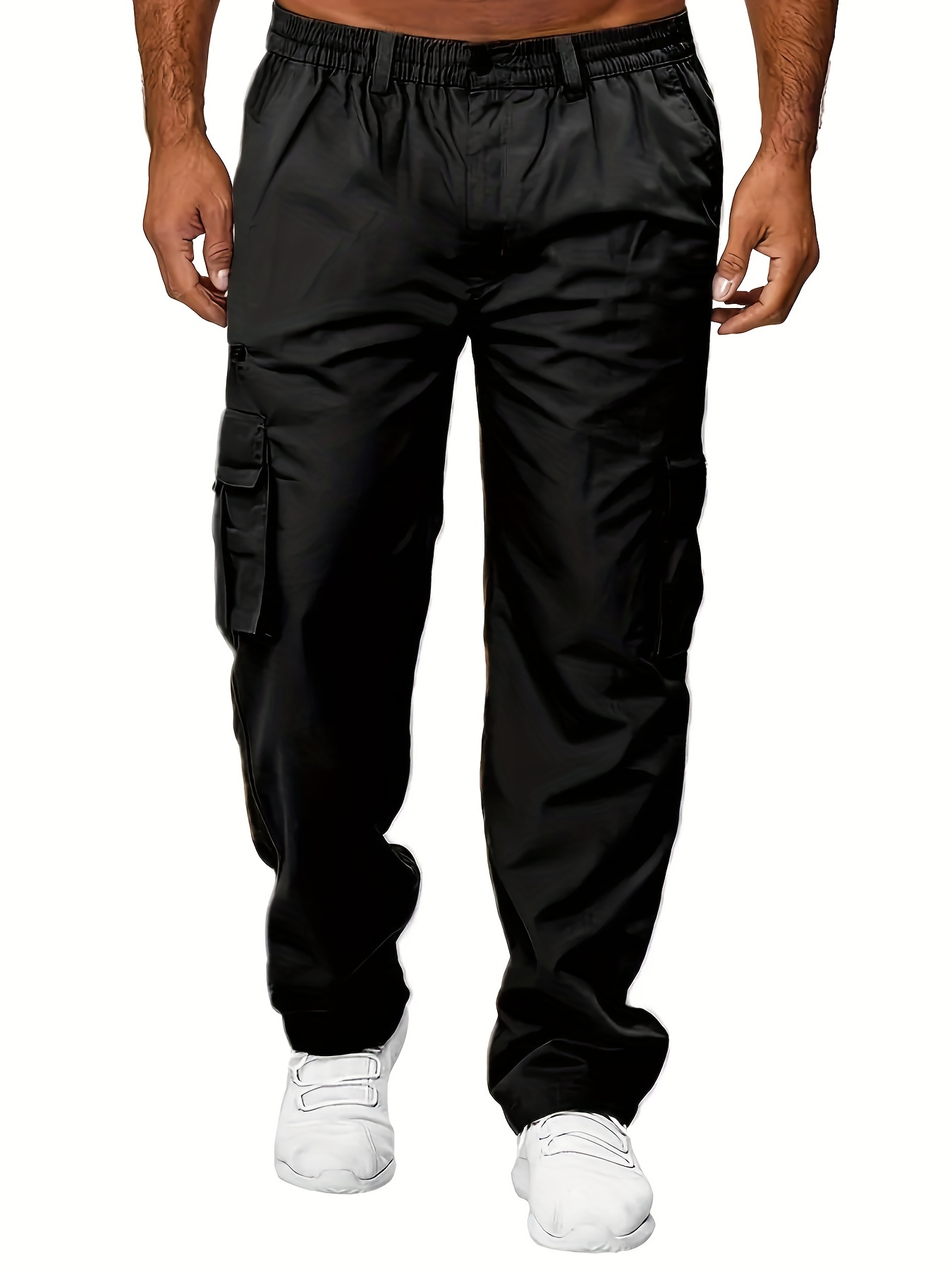 Mens Straight Leg Cargo Pants With Flap Pockets Comfy Casual Trousers Temu
