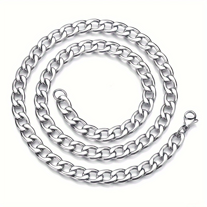 Stainless Steel Single Necklace Chain Cuban Chain Fashion - Temu United ...