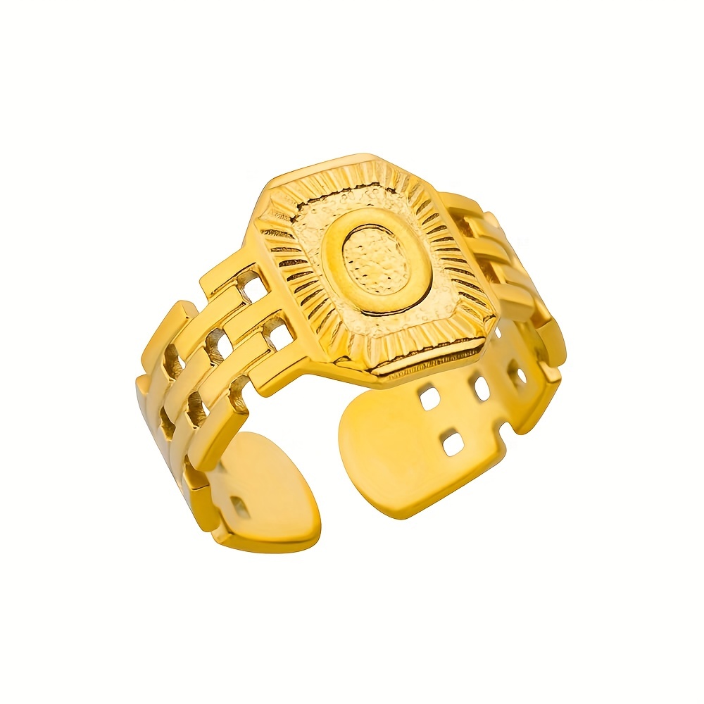 Vintage Signet Ring Made Stainless Steel 18k Plated Carved - Temu ...