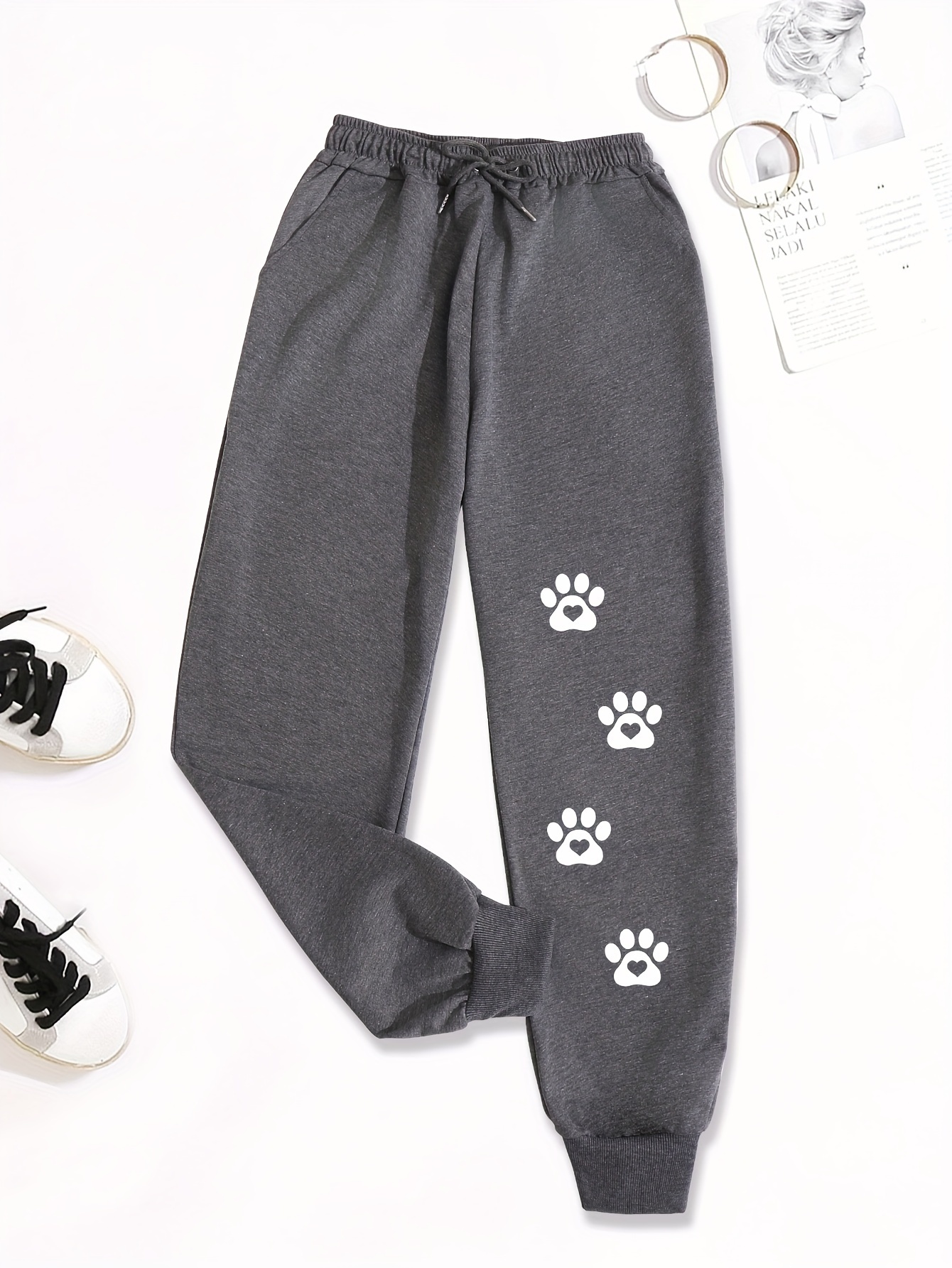 Paw Print Drawstring Sweatpants Casual Loose Pants Spring Temu Portugal