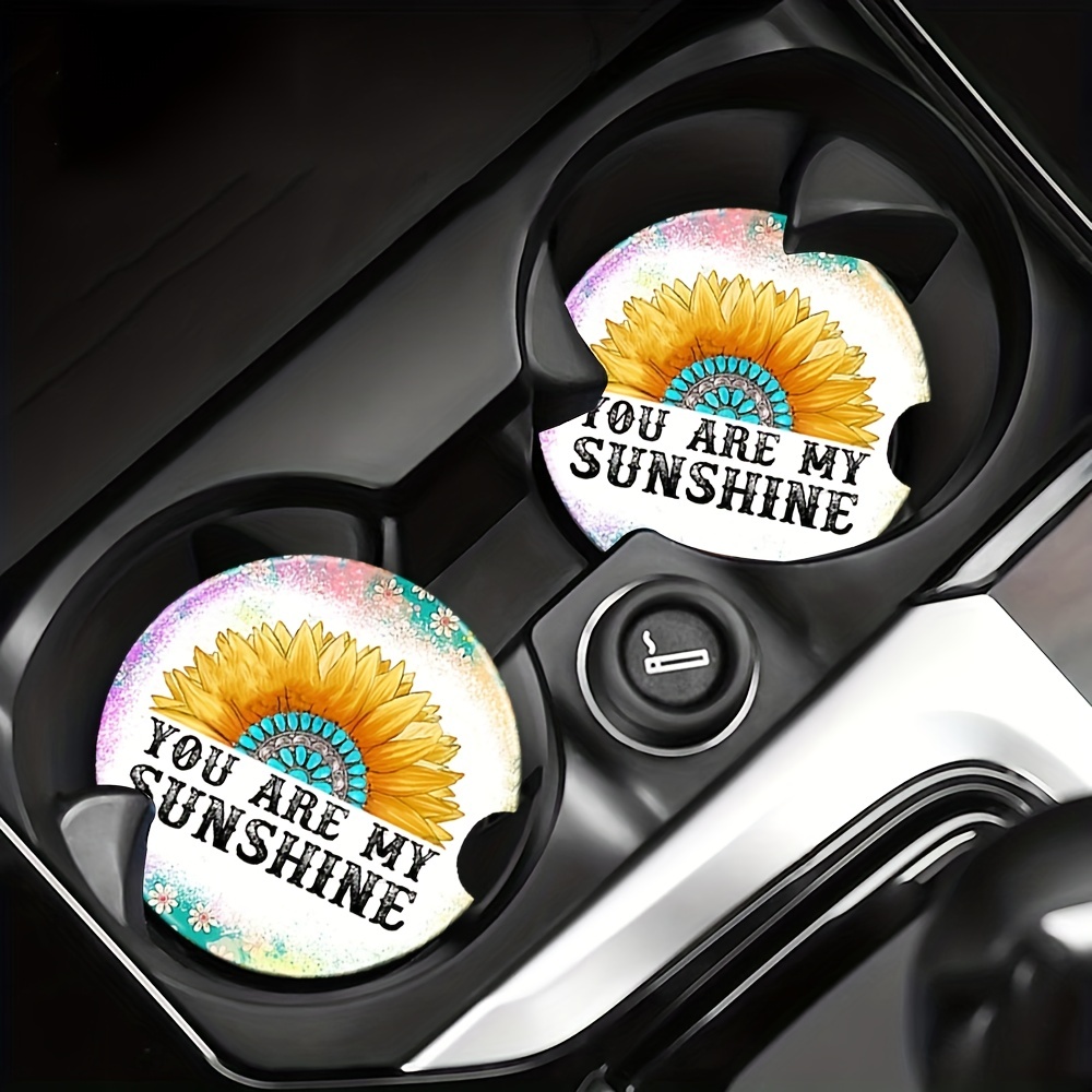 Shushine Sunflower Pattern Pu Leather Universal Car Cup - Temu Australia