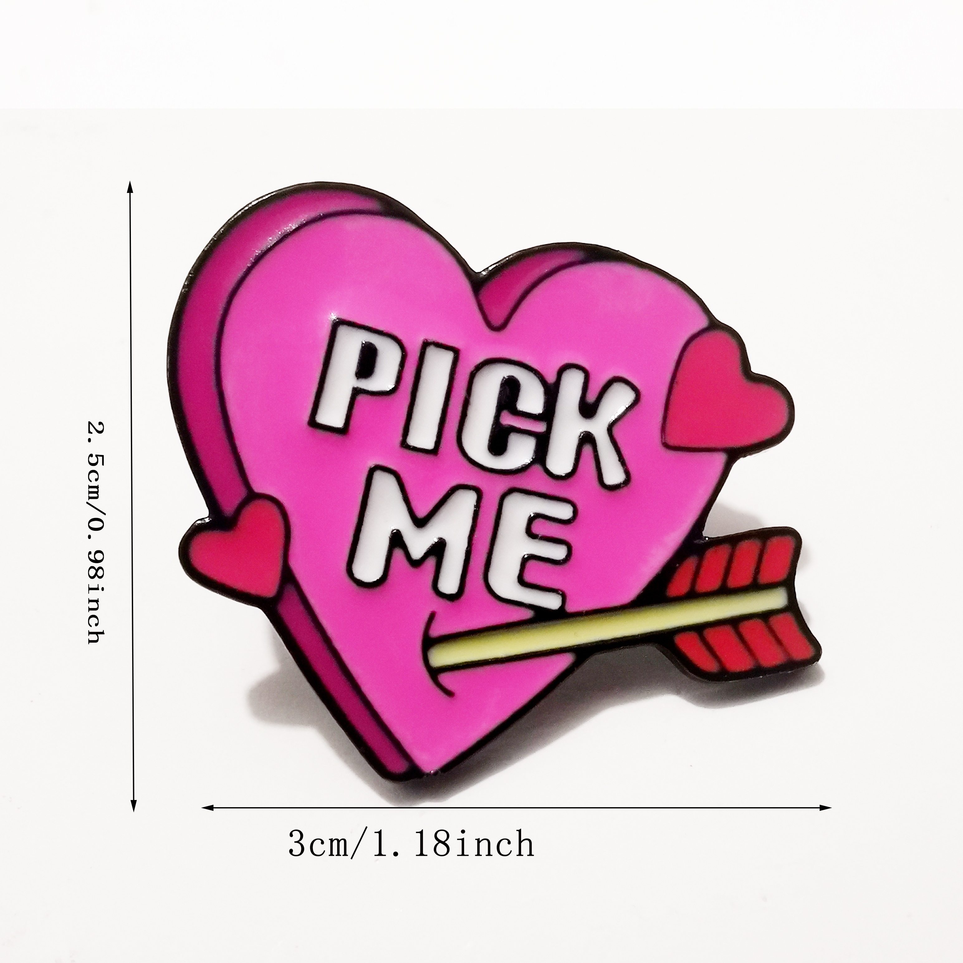 Rose Red Heart Arrow Letter Print Brooch Cute School Style - Temu ...