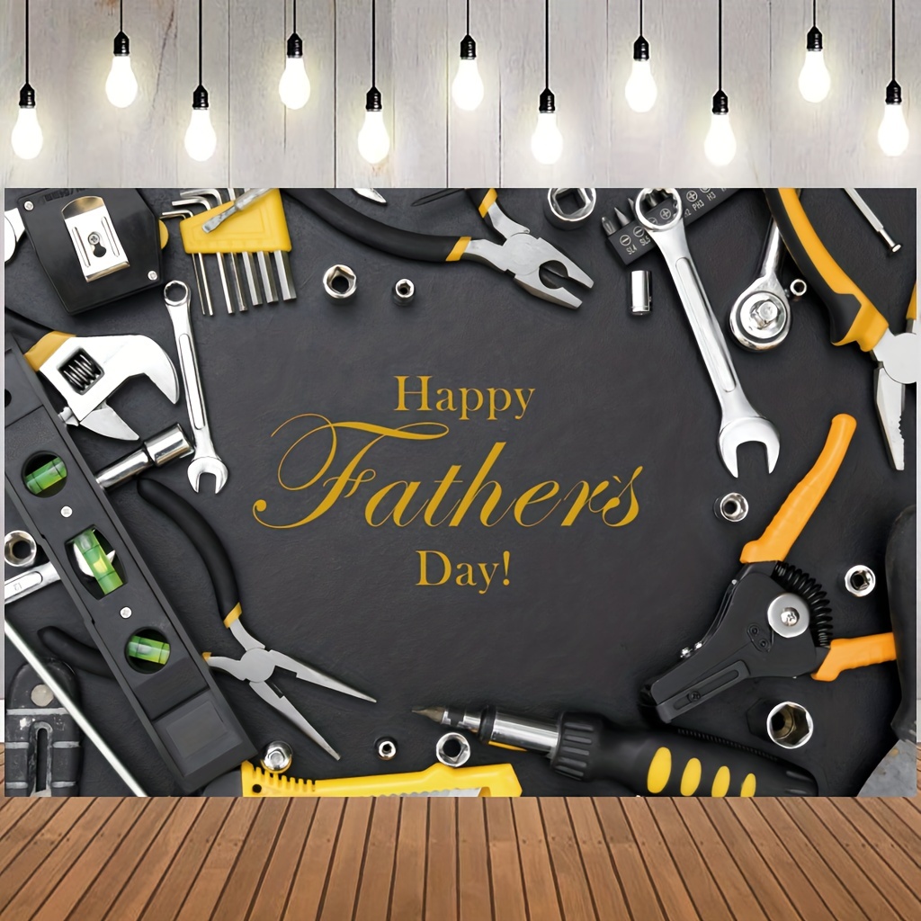 1pc, Happy Father's Day Background 5x3ft, Fixing Tools Retro Wood ...