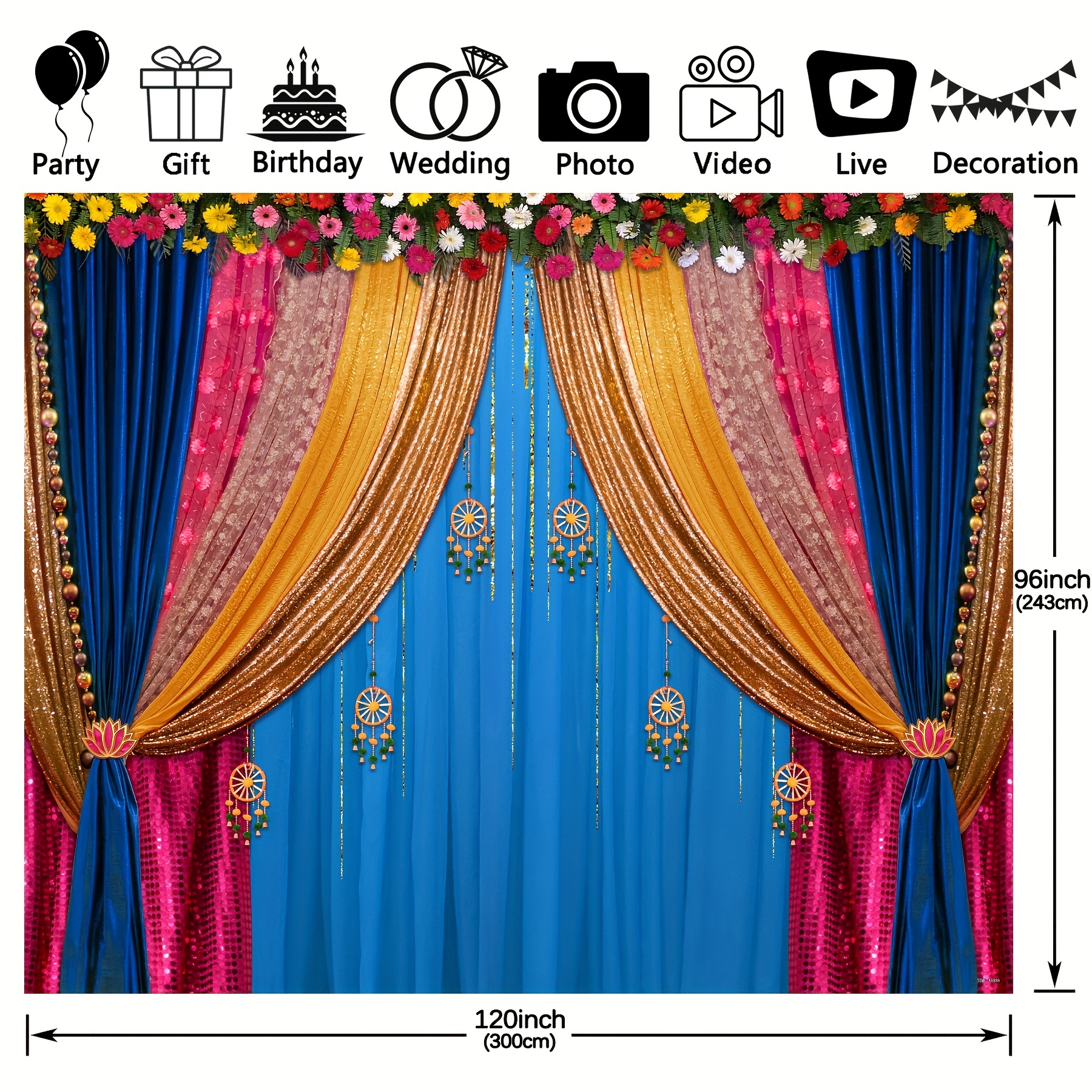 Polyester Indian Traditional Photography Backdrop, India Macrame ...