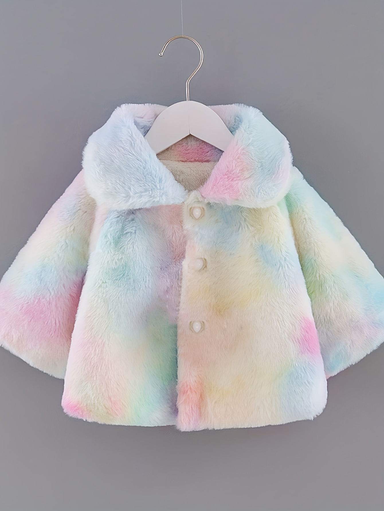 Sweet Girls Tie Dye Plush Collar Coat Jacket Fall Winter - Temu Australia