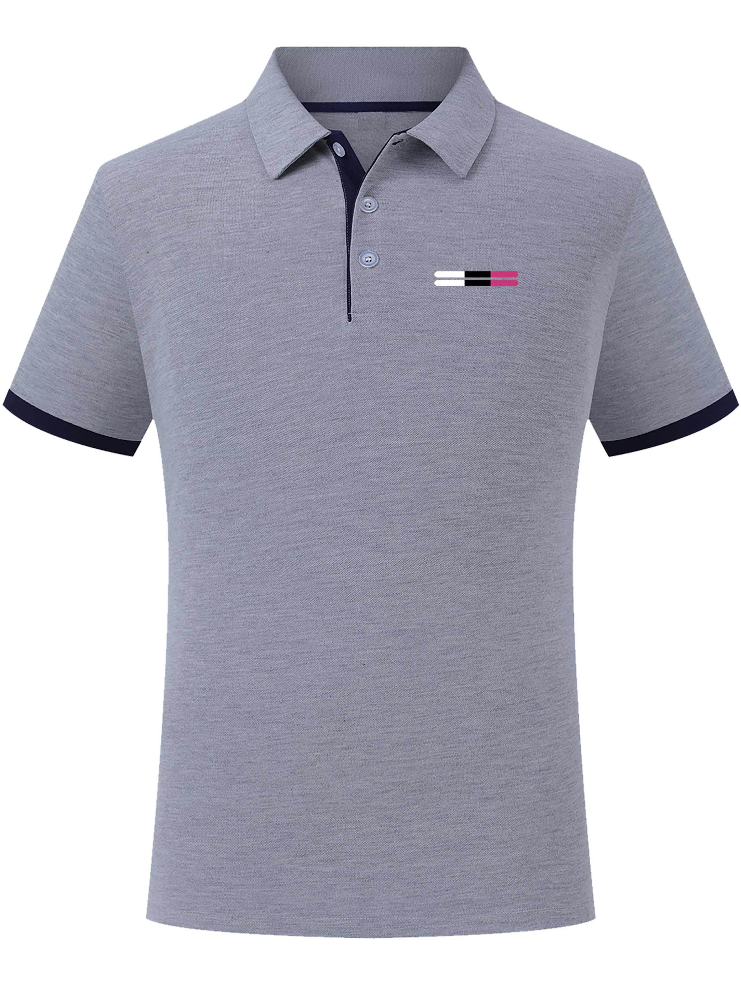 Men's Contrast Color Stripes Print Short Sleeve Golf Shirt - Temu ...