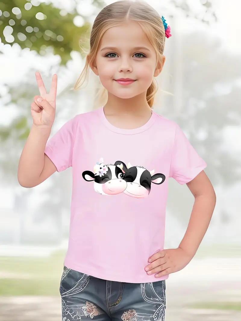 100 Cotton Adorable Cow Couple Print T Shirt Casual Short Temu Australia
