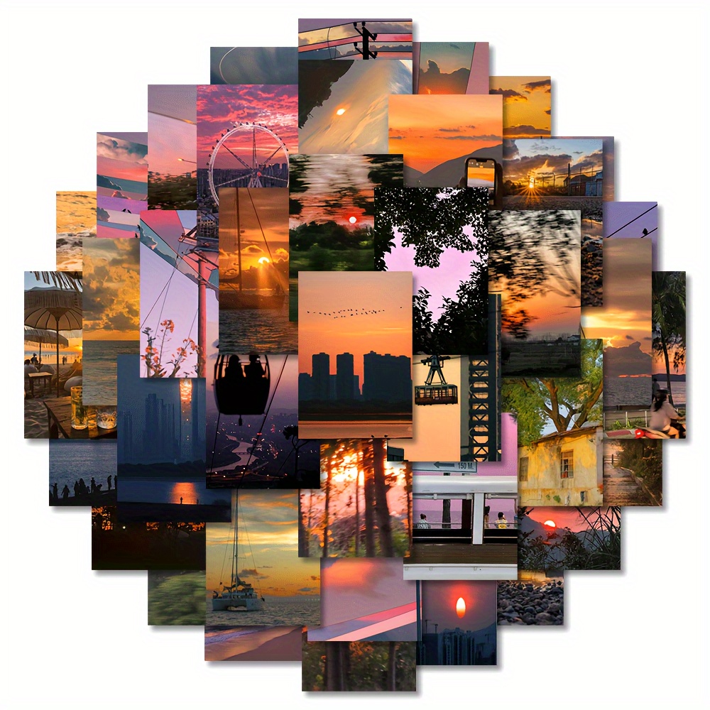 Evening Sunset Red Sunset Scenery Vinyl Stickers For - Temu New Zealand