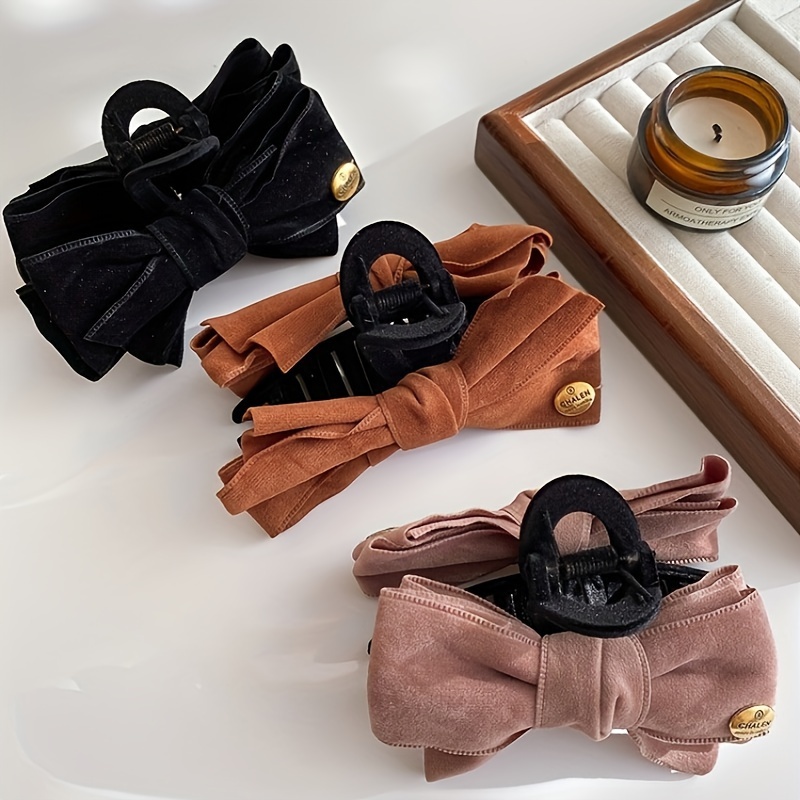 Vintage Velvet Bowknot Decorative Hair Claw Clips Elegant - Temu Australia