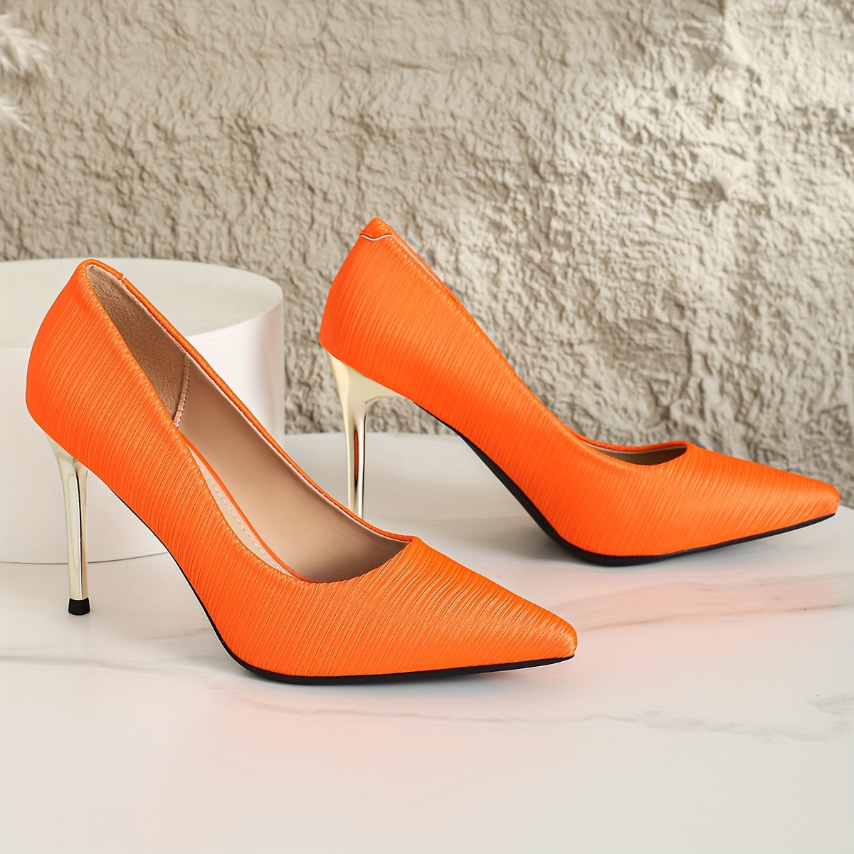 Women's Solid Color Stiletto Heels Elegant Point Toe Dress - Temu ...