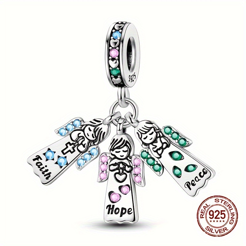 S925 Sterling Silver Angel Three Sisters Pendant Beads Fit - Temu Ireland