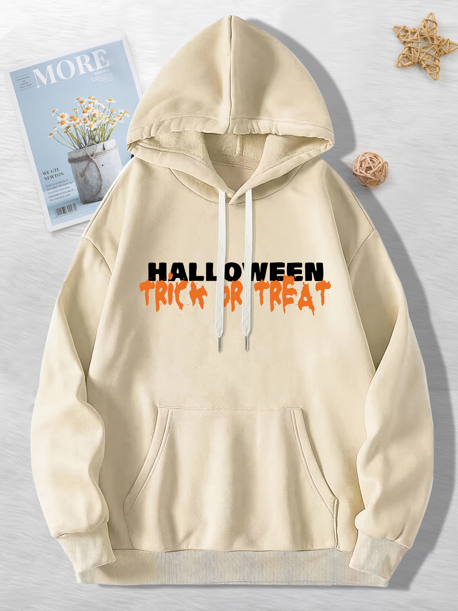 Creative Halloween Trick Treat Pattern Print Hoodie Cool - Temu Canada