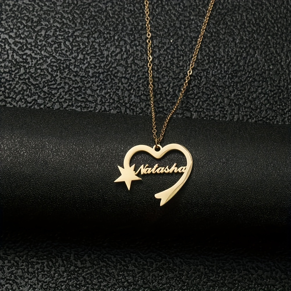 Customized Name Necklace Jewelry Personalized Heart shaped - Temu ...