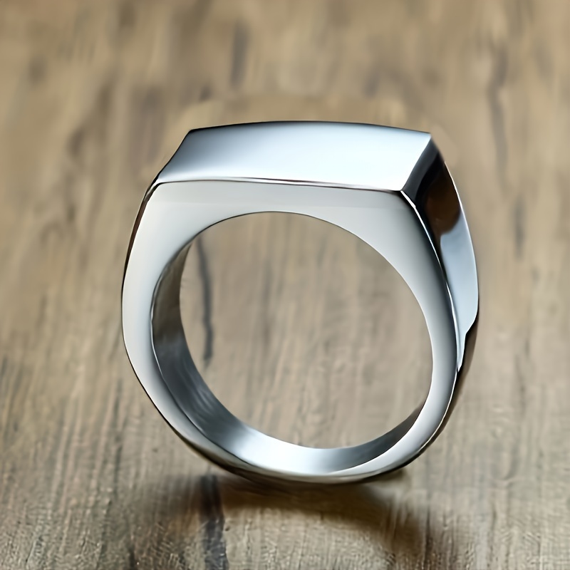 Simple Fashion Glossy Square Ring Men Three Colors Available - Temu ...