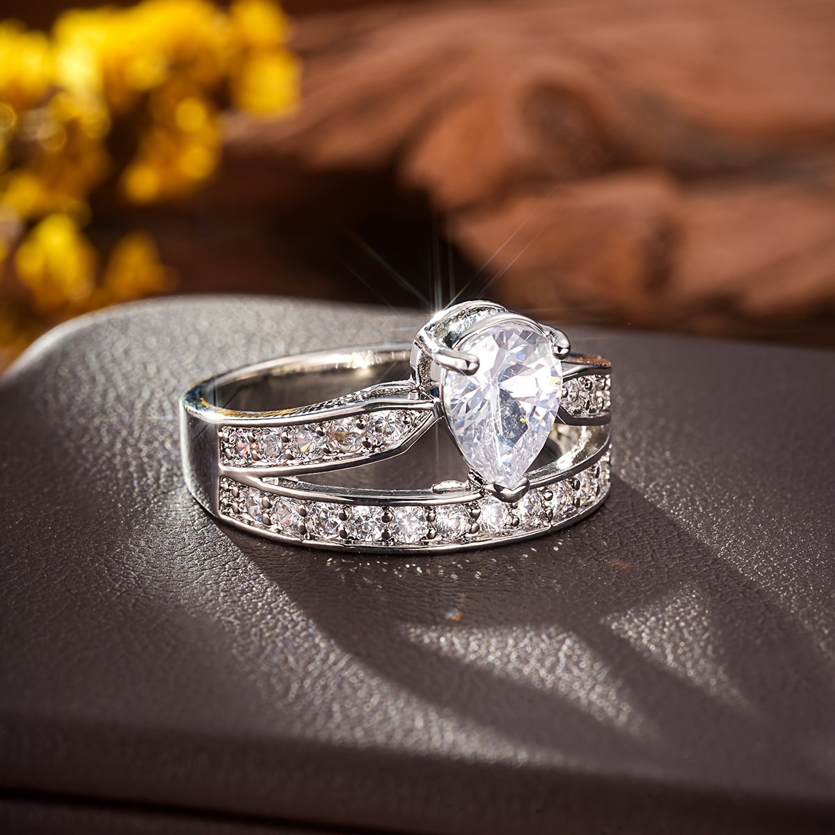 Water Drop Cubic Zirconia Ring Luxurious Fashionable - Temu Ireland