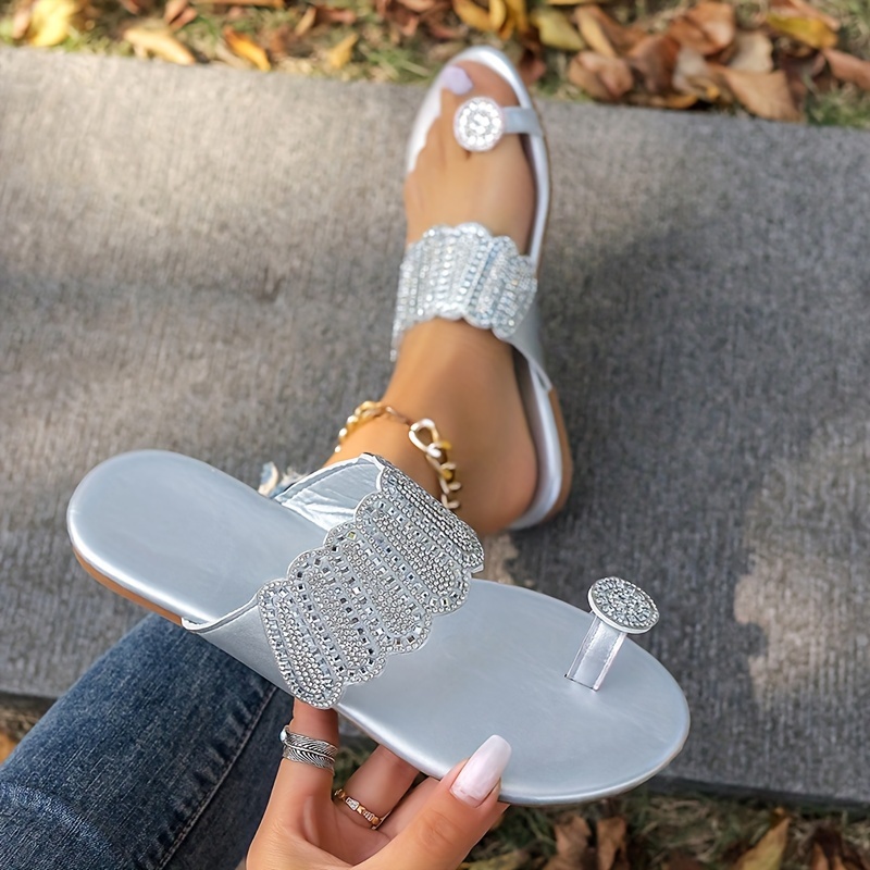 Diapositivas Planas Diamantes Imitación Mujer Zapatos Verano - Temu Mexico