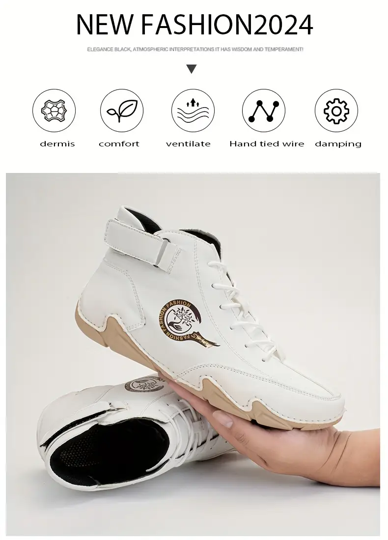 Mens Lace Up Sneakers Casual Walking Shoes With Hook And Loop Fastener