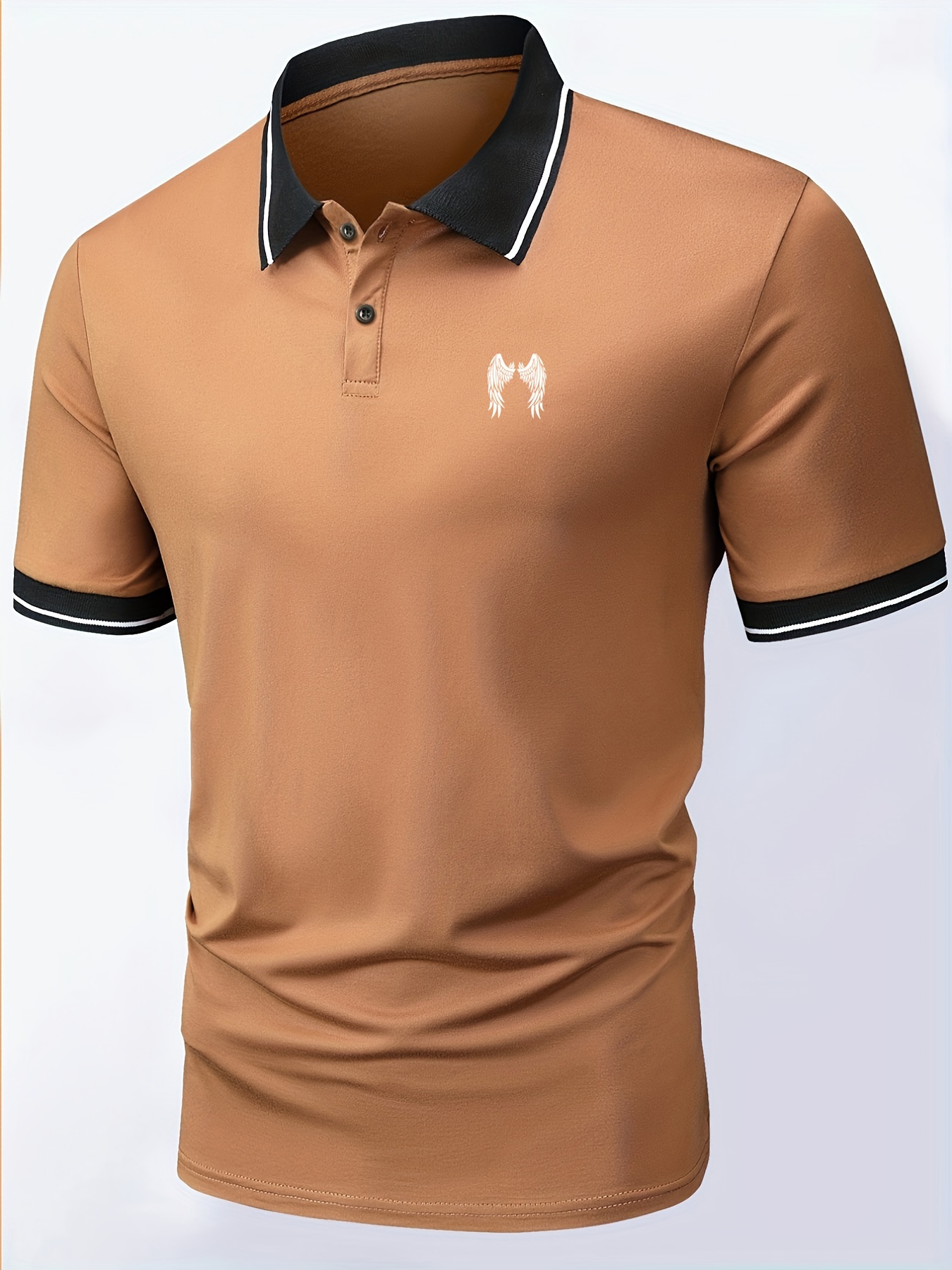 Men's Golf Shirt Angel Wings Print Short Sleeve Breathable - Temu Canada