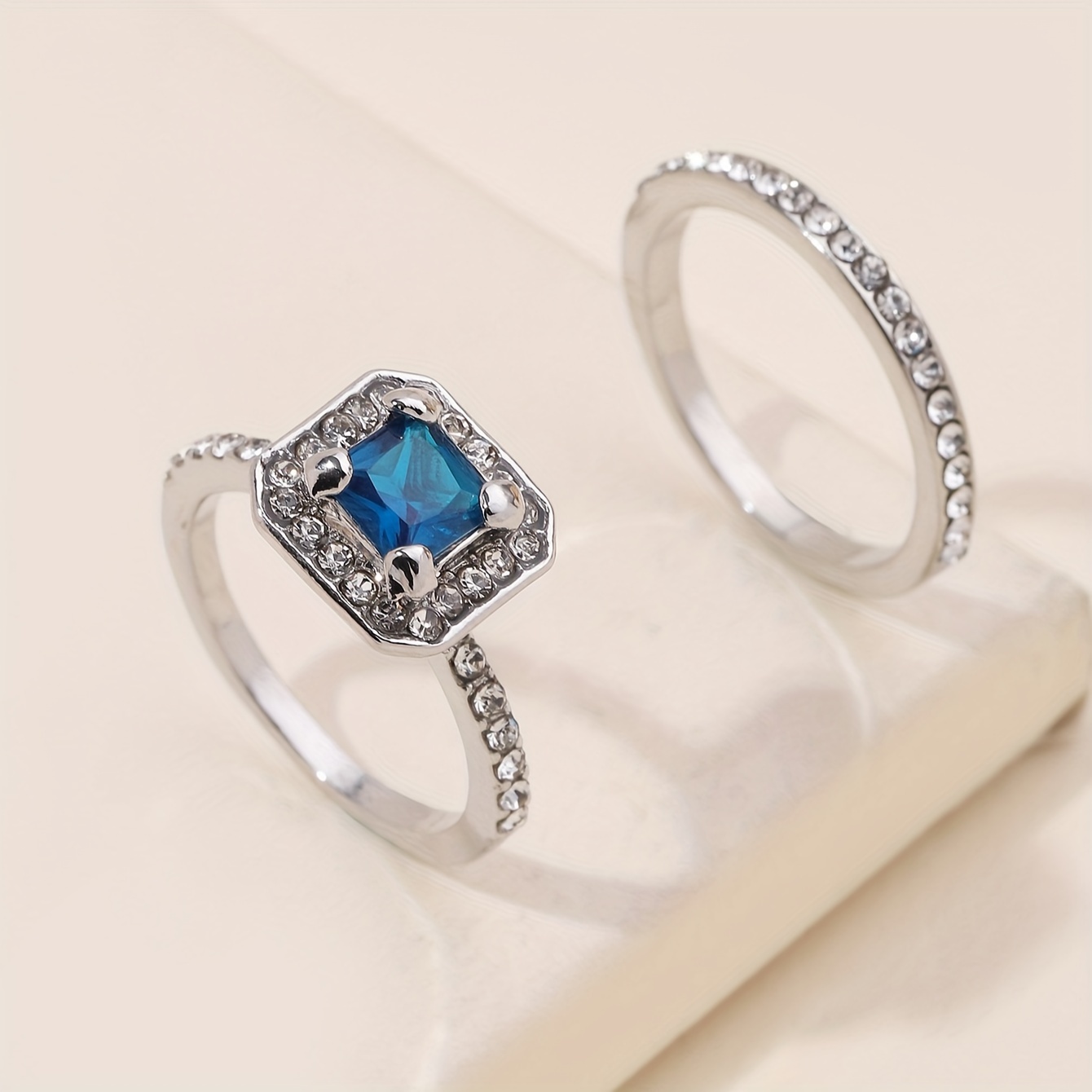 Silvery Rings Blue Cubic Zirconia Rings Zinc Alloy - Temu United Kingdom