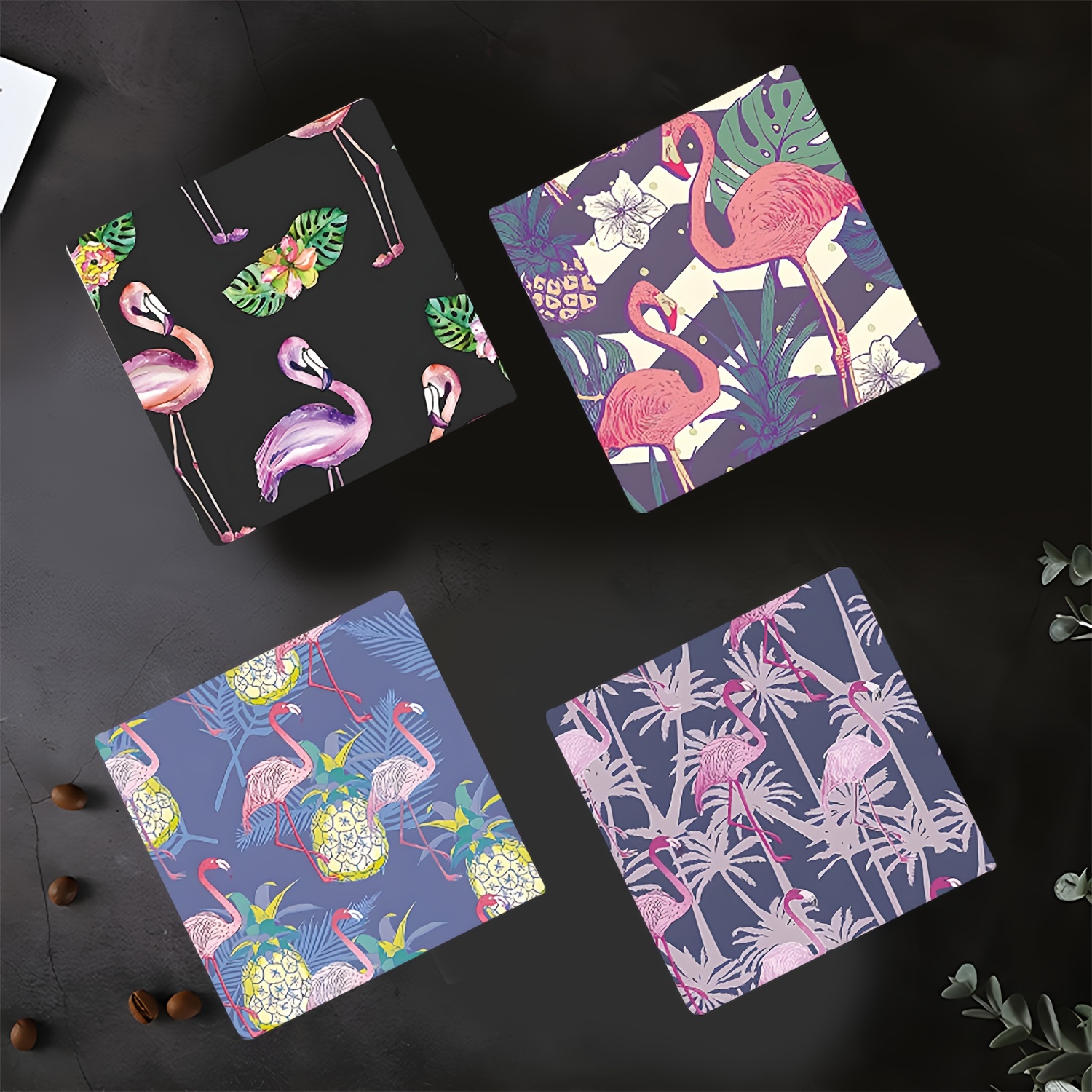 Ceramic Coaster Blush Flamingo Pattern Square Coaster - Temu Australia