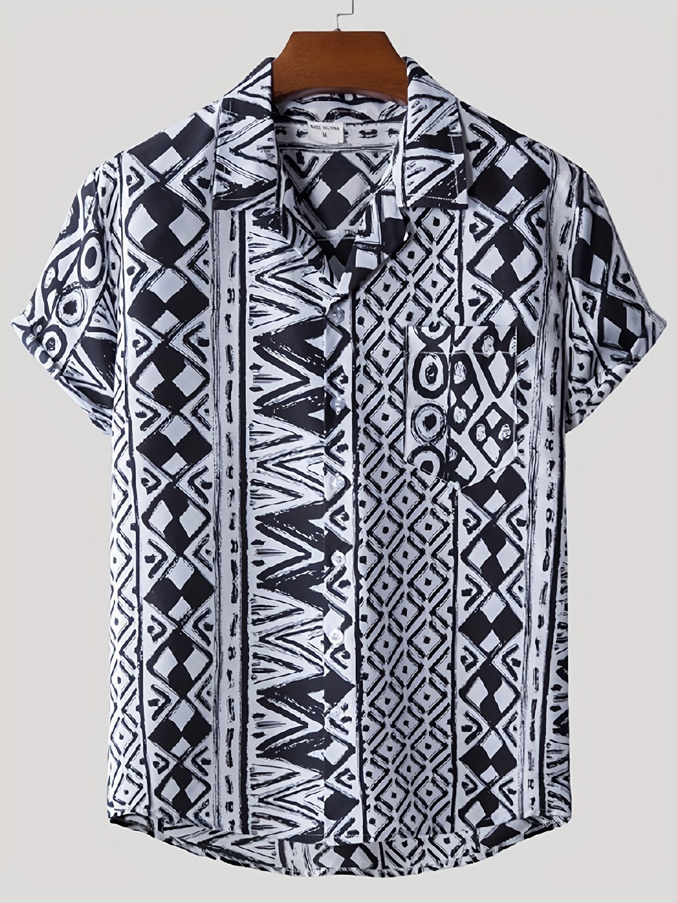 Tribe Pattern Print Men's Casual Short Sleeve Hawaiian Shirt - Temu ...