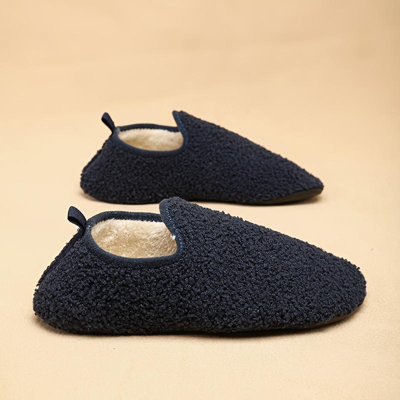 Simple Solid Color Slippers Casual Slip Plush Lined Shoes - Temu Australia