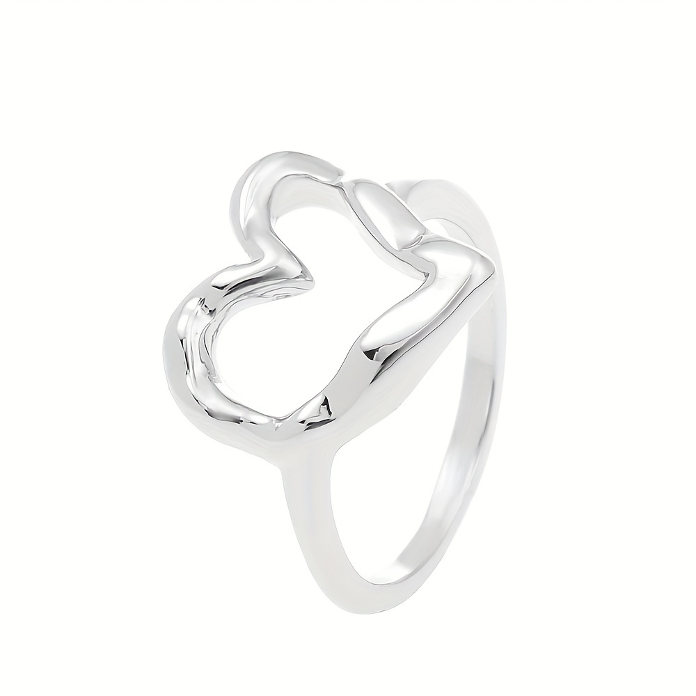 Creative Simple Heart Ring Men Golden Silver Color Zinc - Temu United ...