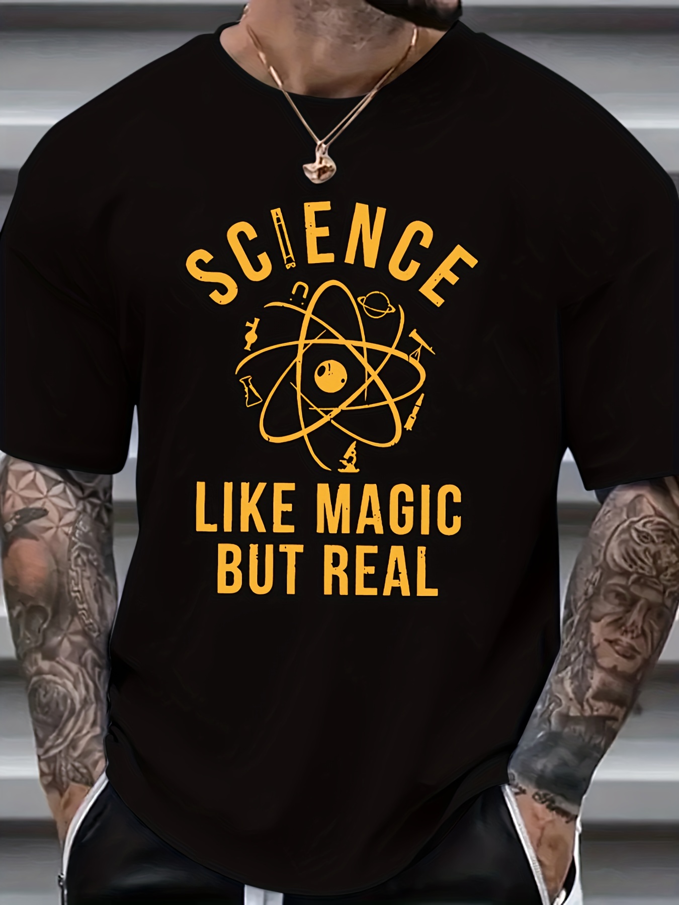 Plus Size Men's Science Pattern Graphic Print T shirt Summer - Temu ...