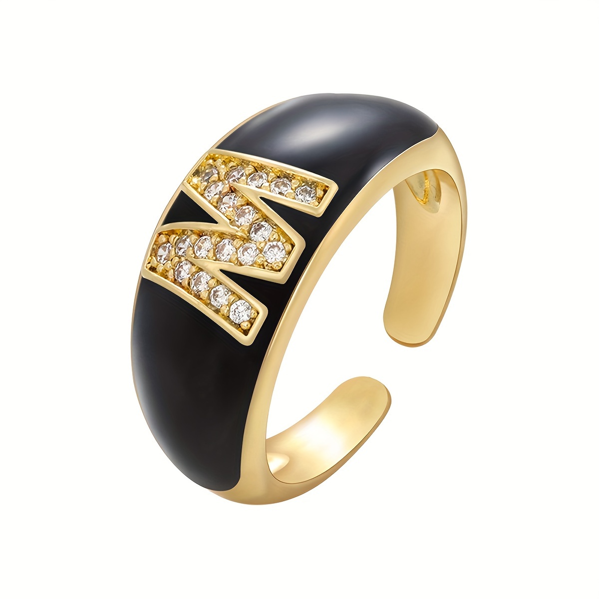 26 Letter Alphabet Ring Women Adjustable Size Ring Birthday - Temu ...