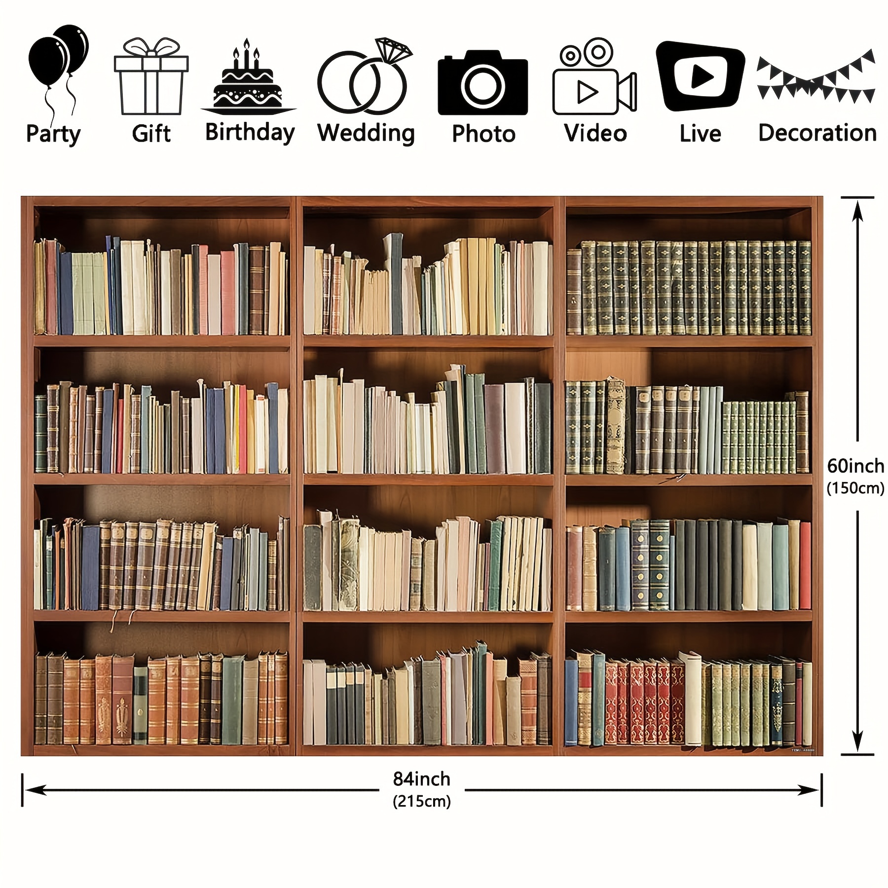 Bookshelf Polyester Photography Backdrop School Library - Temu Australia