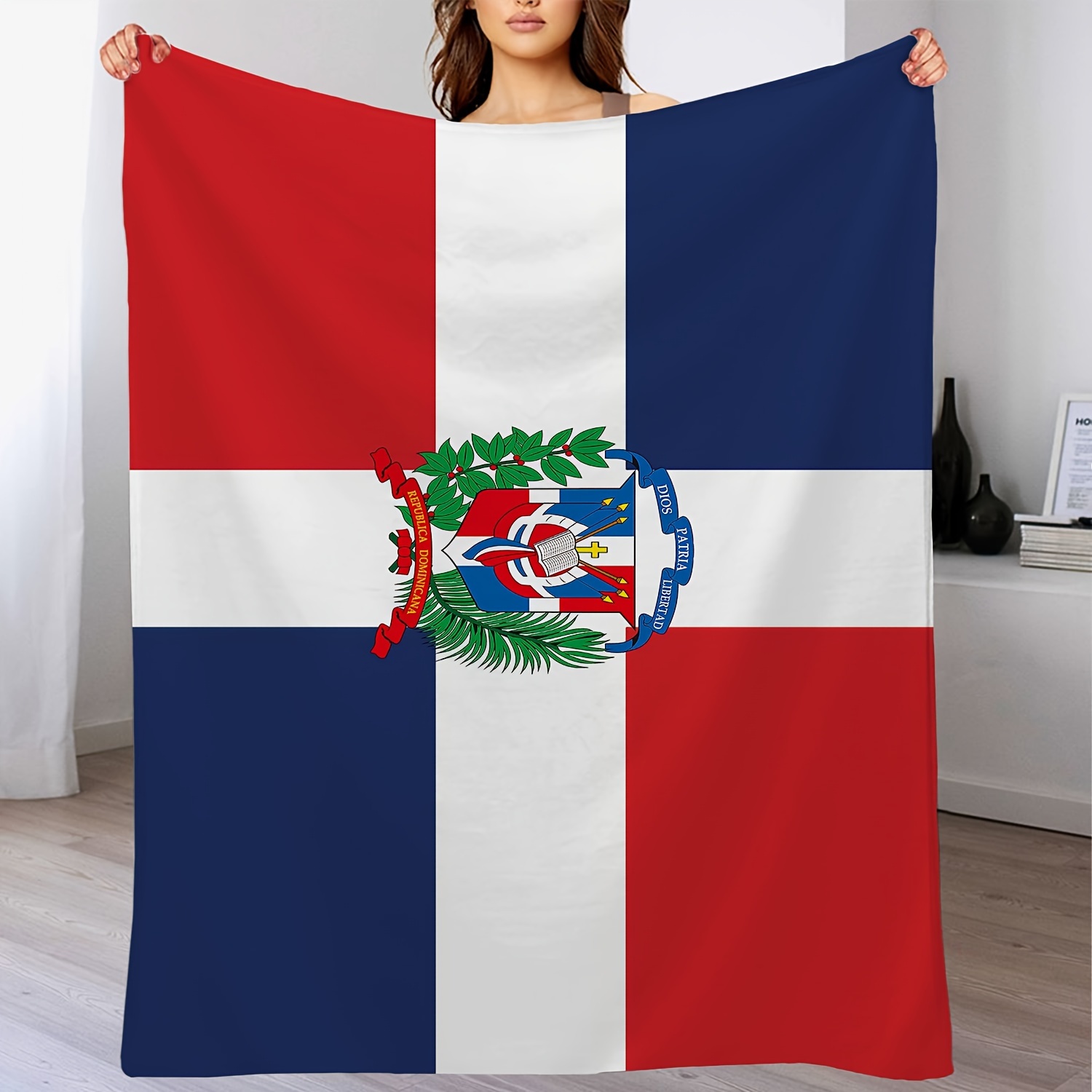 Dominican Flag Pattern Blanket Soft Plush Blanket For Women Men For ...
