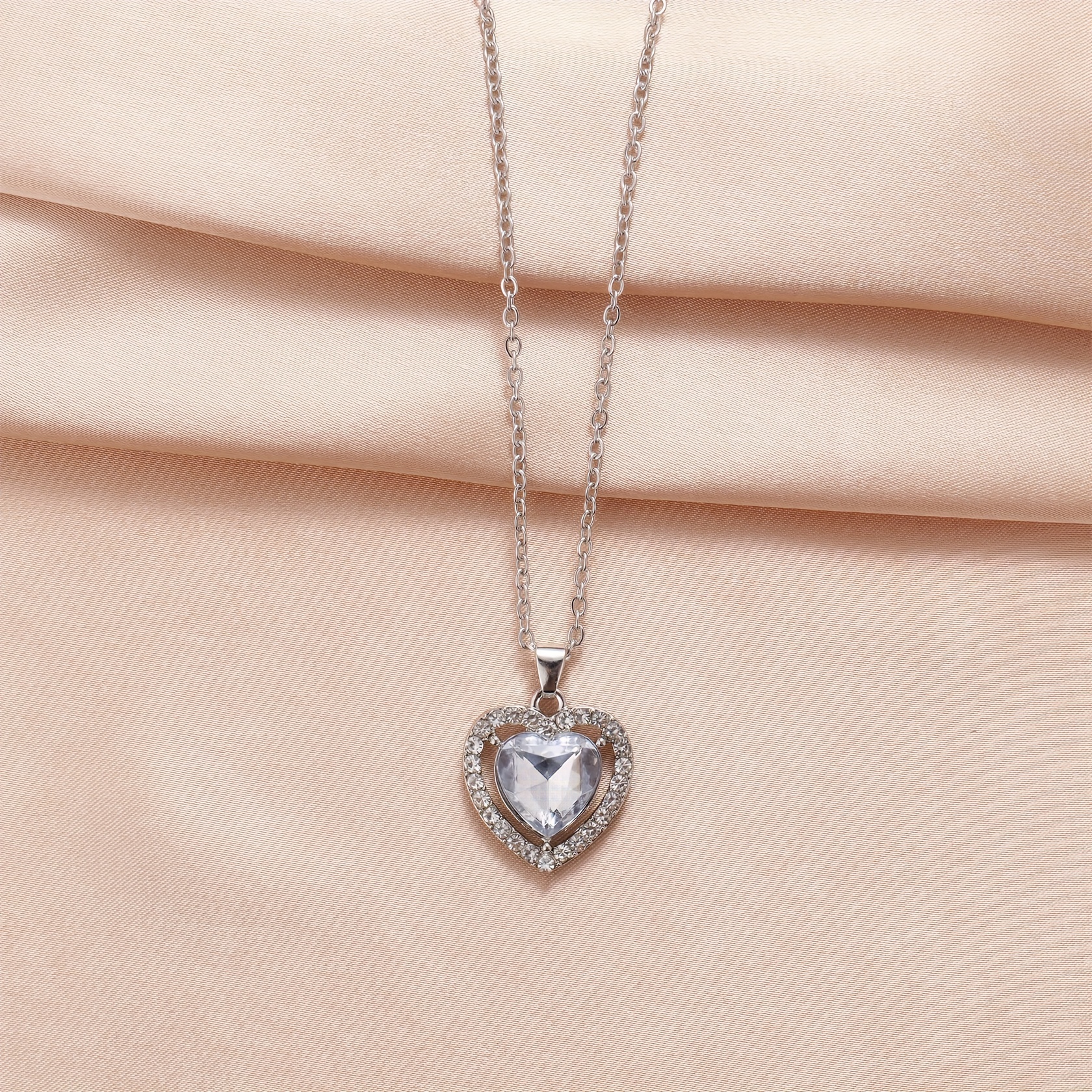 Men's Fashion Simple Faux Diamond Heart Clavicle Chain - Temu United ...