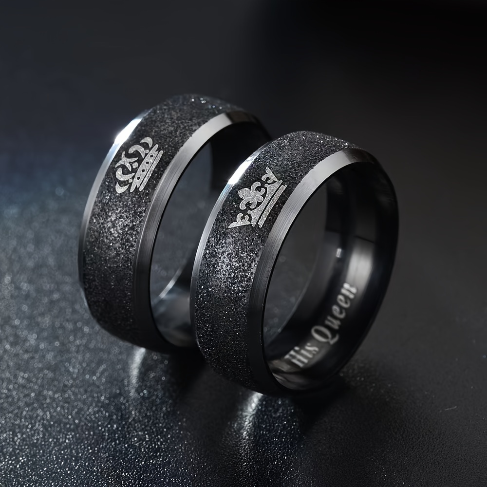 Wide Frosted Crown Ring Couple Ring Men Women Exquisite - Temu United ...