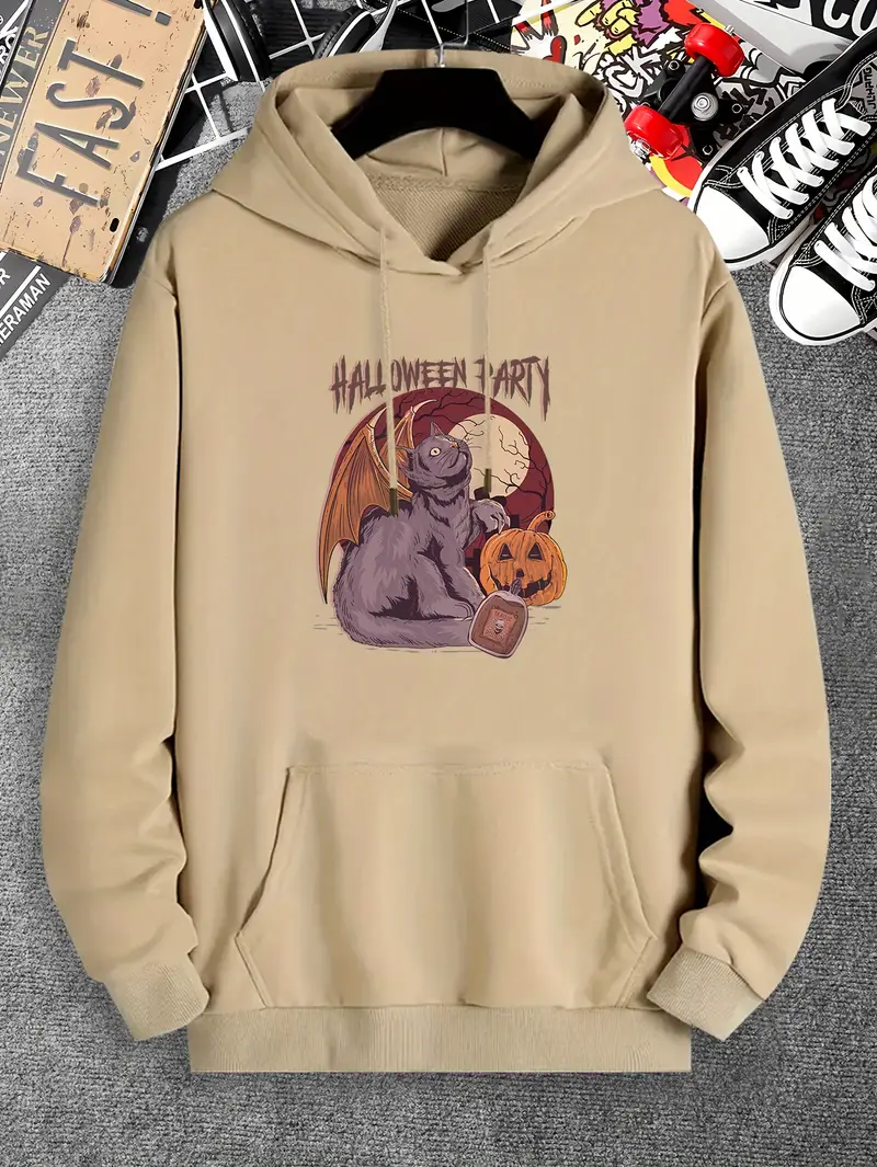 Halloween Weird Cat Pattern Print Hoodie Cool Hoodies For Temu Canada