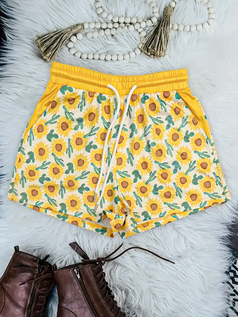 Floral Print Drawstring Shorts Casual Slant Pocket Summer Temu New