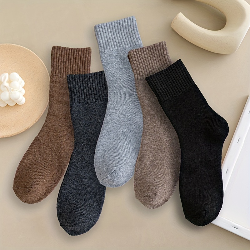 Solid Terry Socks Comfy Warm Tube Socks Women's - Temu Canada