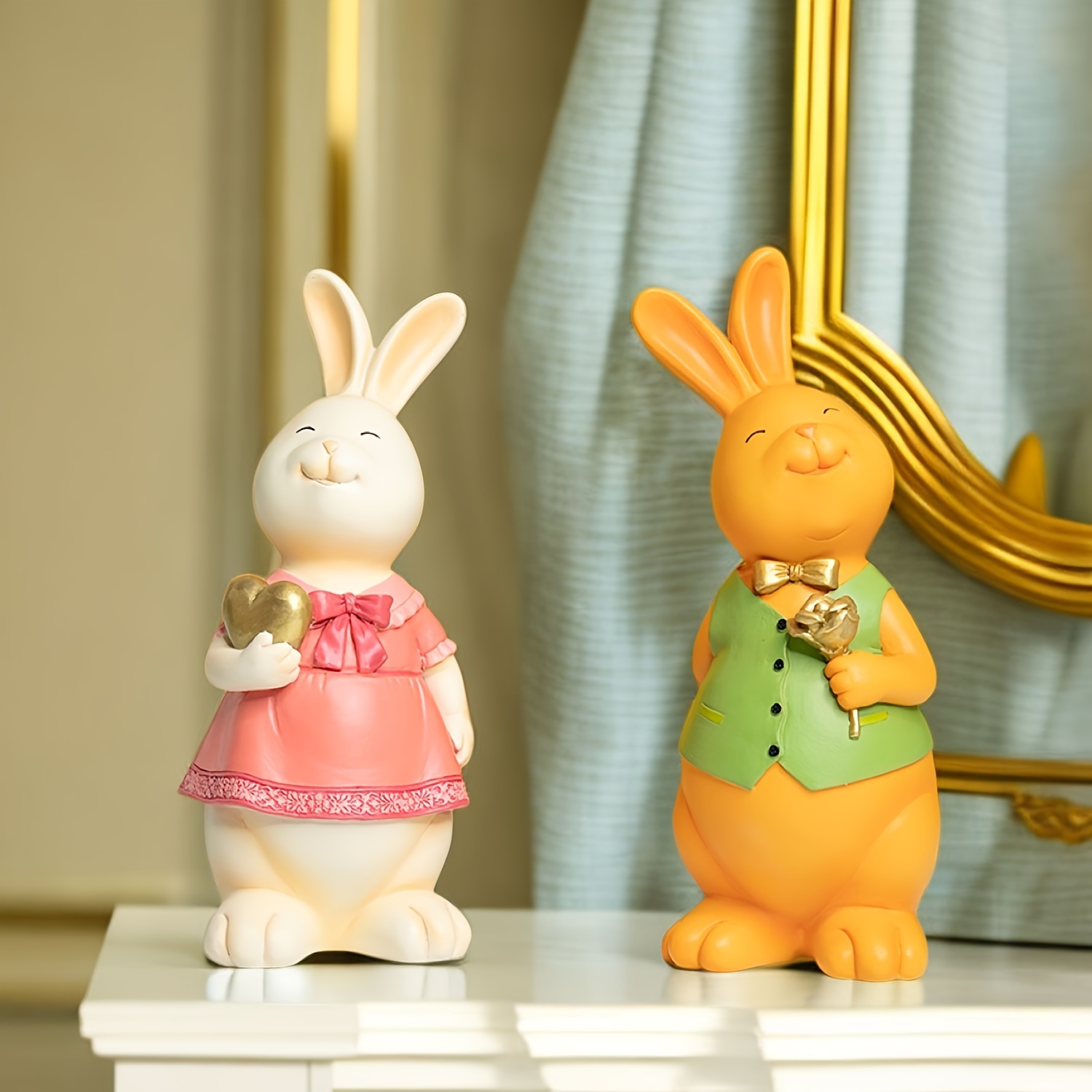 Creative Couple Rabbit Ornaments Home Desktop Living Room - Temu Australia