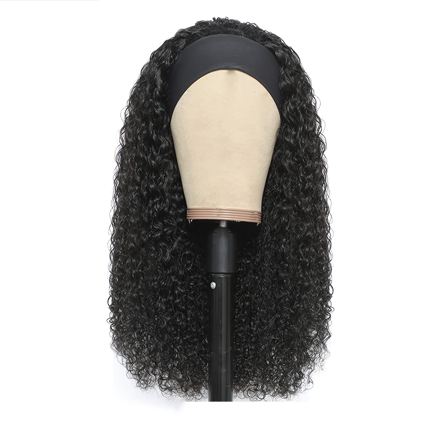 Curly Headband Wig Human Hair Wig Glueless Headband Wig Deep - Temu Canada