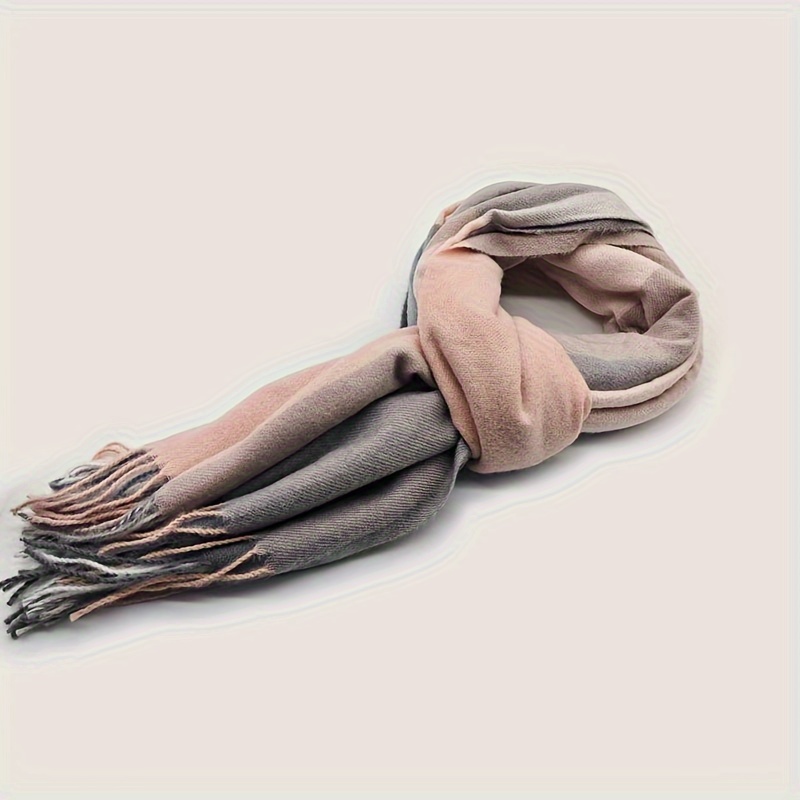 Boho Soft Cozy Tassel Scarf Contrast Color Plaid Thick Scarf - Temu ...