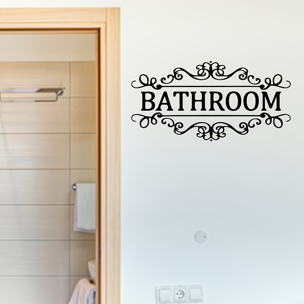 Black Bathroom English Decorative Bathroom Sticker Self - Temu Australia