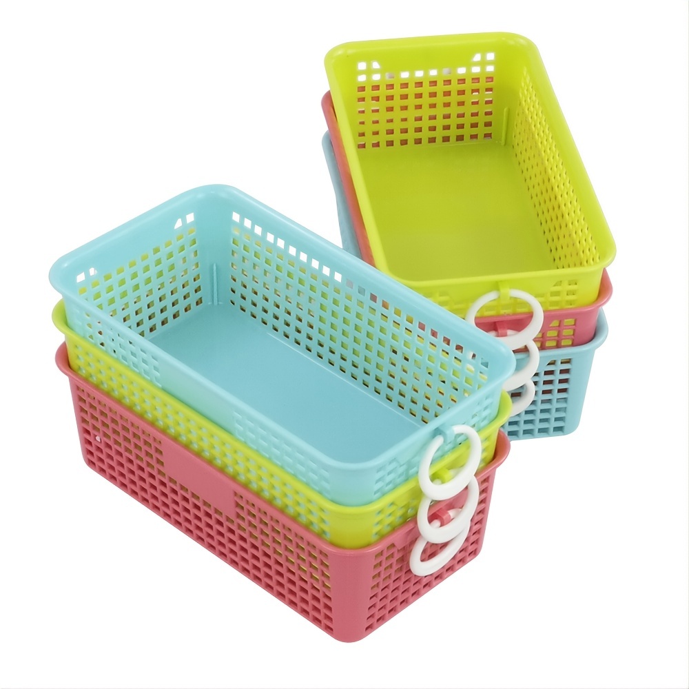 6 Packs Homebo Small Plastic Storage Basket Colorful Office Desktop ...