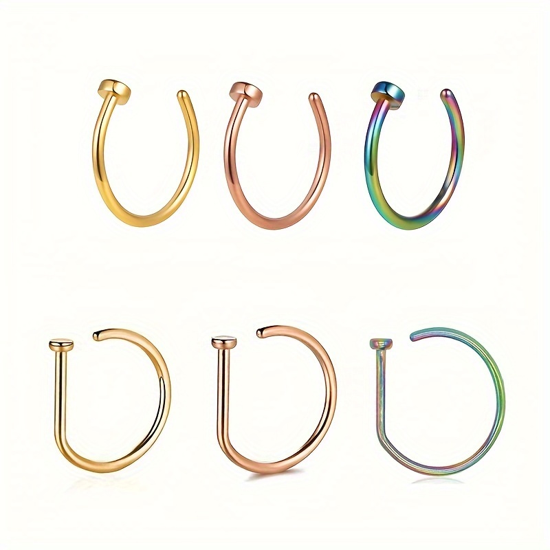 Non Piercing Nose Ring Fashion Punk Non Piercing Stainless - Temu ...