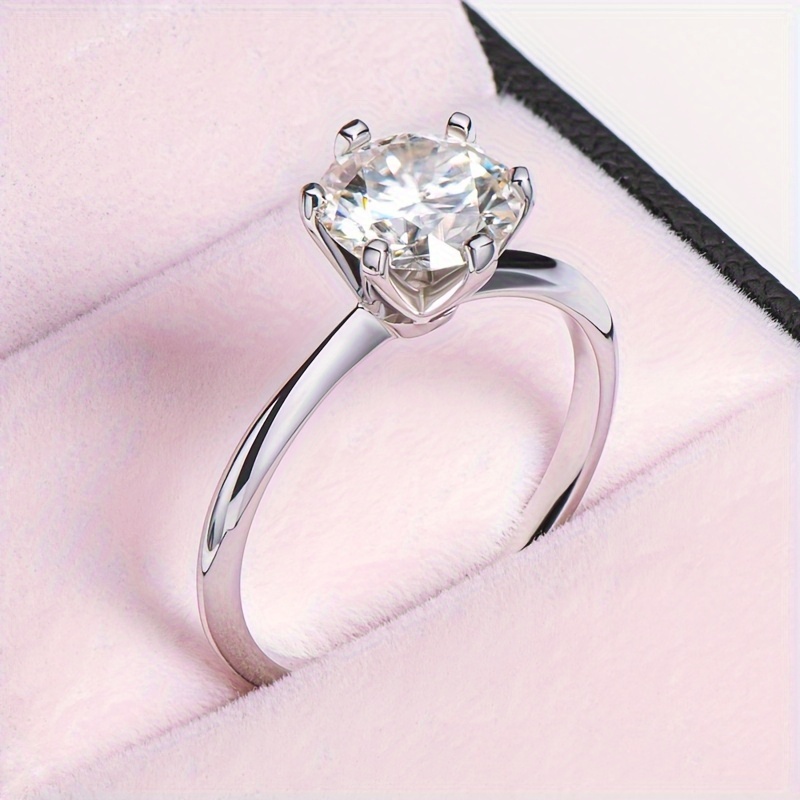 Classic Solitaire Promise Ring Plated Inlaid Shining - Temu United Kingdom