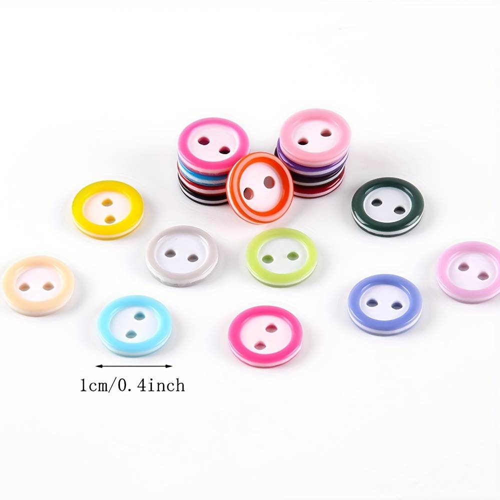 100pcs Mixed Color Round 2 Hole Resin Buttons Diy Decorative Buttons ...