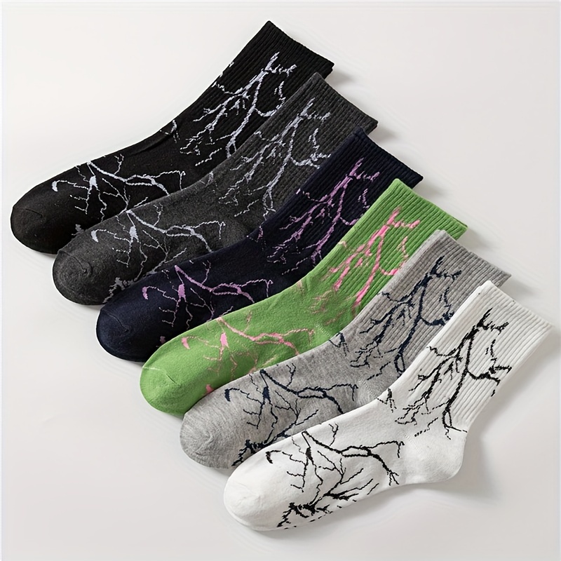 Lightning Print Socks Comfy Breathable Tube Socks - Temu United Kingdom