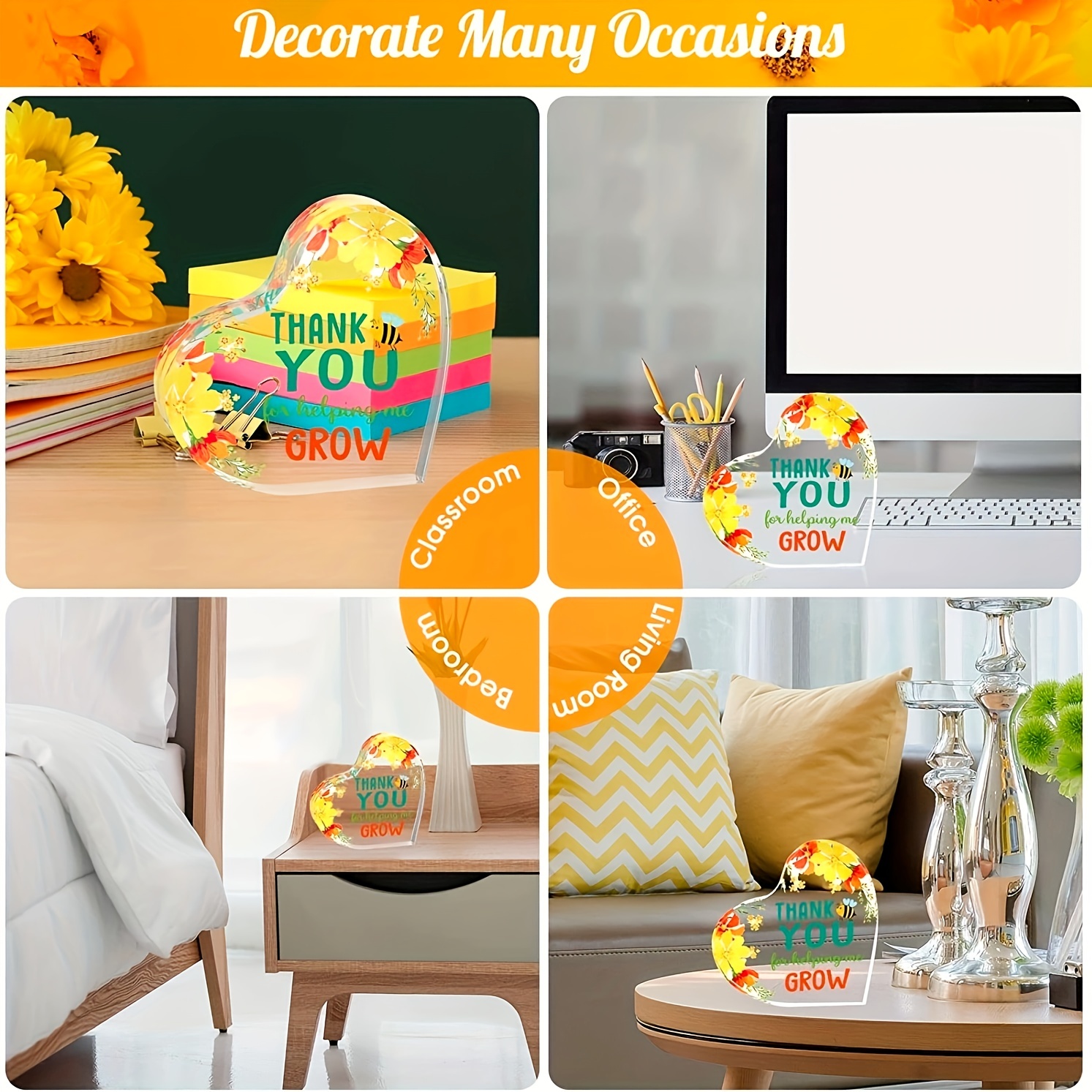 Heart Acrylic Keepsake Paperweight Teacher Appreciation - Temu